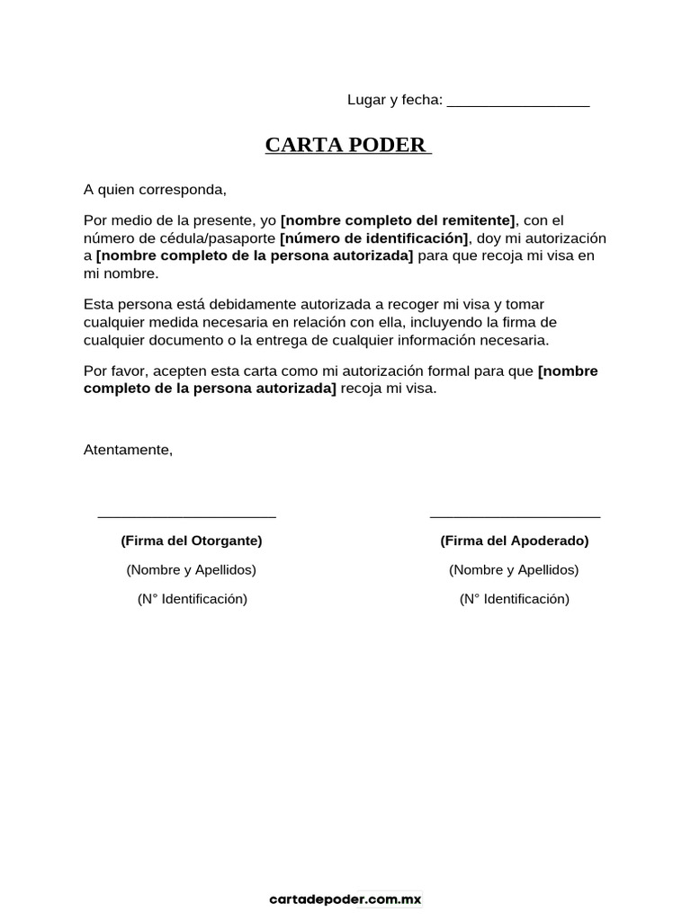 Carta Poder para Recoger Visa | PDF