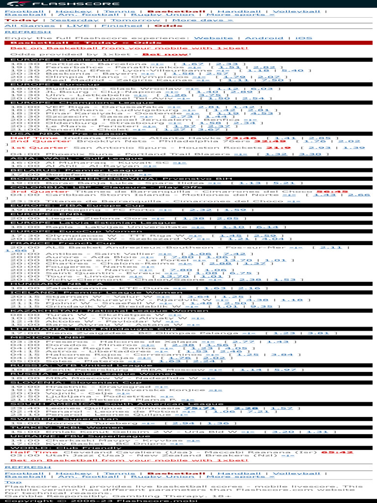 Mobile Livescore - Flashscore - Mobi Basketball Sco | PDF | Basketball ...