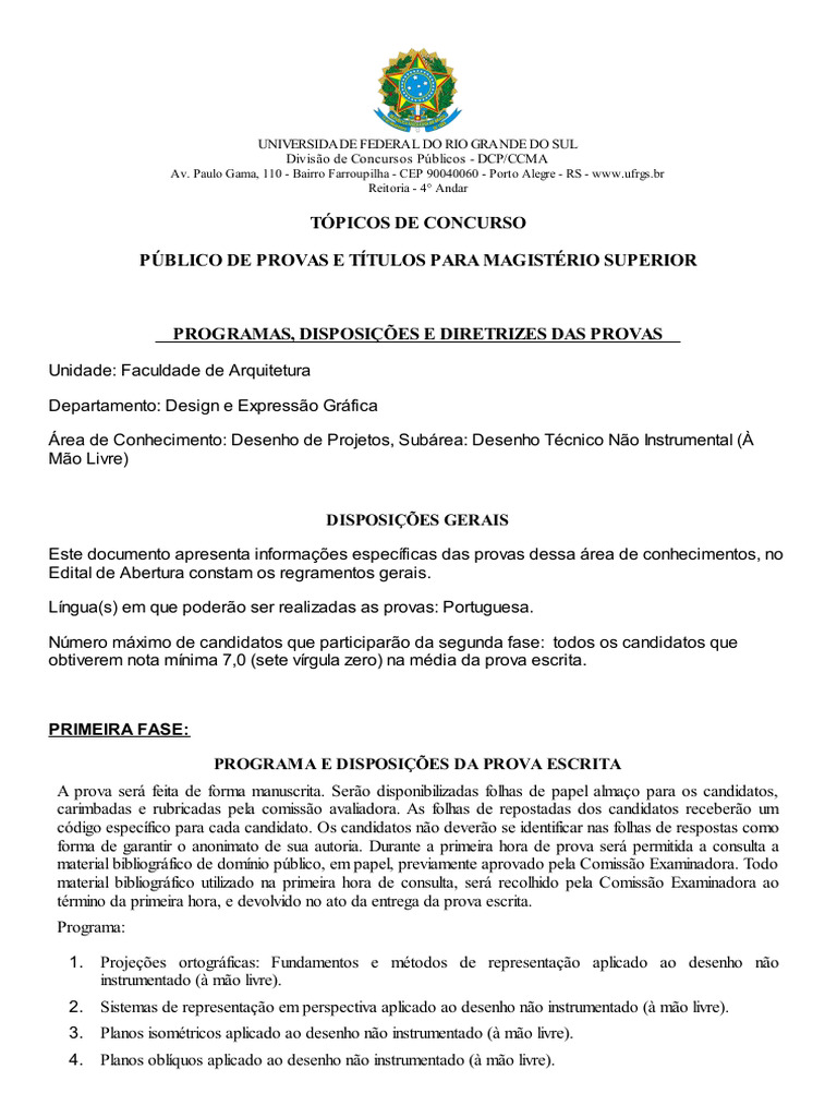 Topicos Estudo Desenho de Projetos | PDF | Desenho | Mestrado