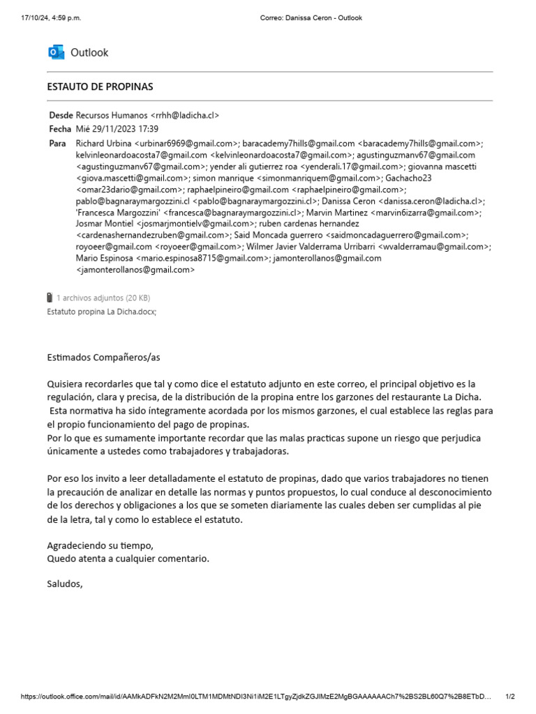 Estatuto Propina Salon | PDF