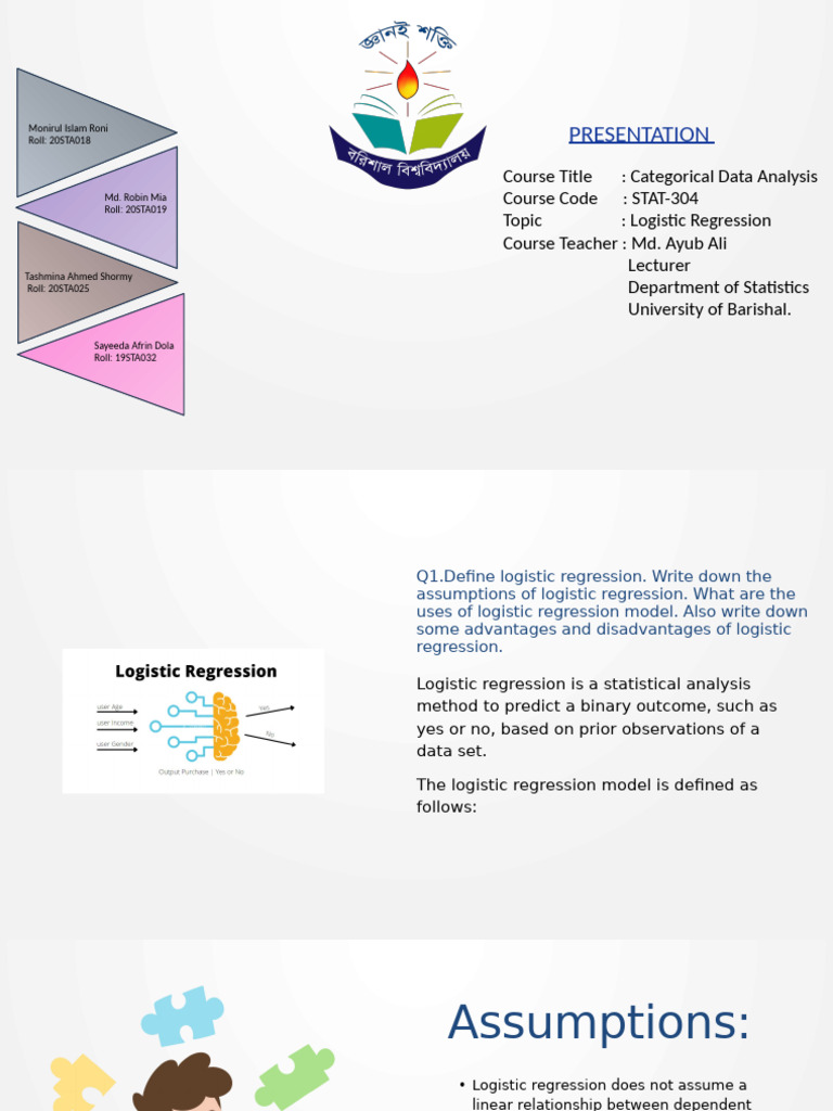 Roni Presentation | PDF | Logistic Regression | Regression Analysis