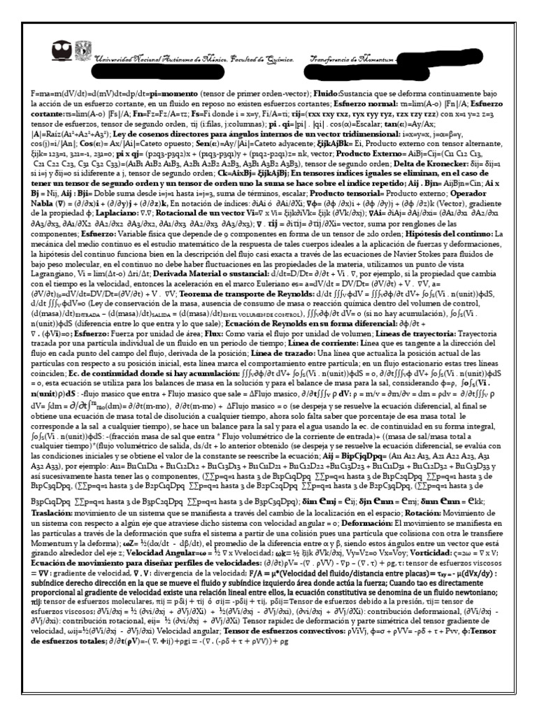 Formulario TMO | PDF | Viscosidad | Mecánica