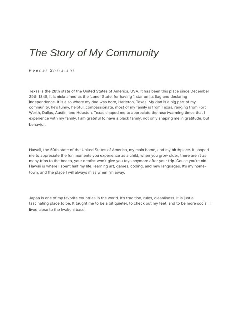 The Story of My Community | PDF | Social Science