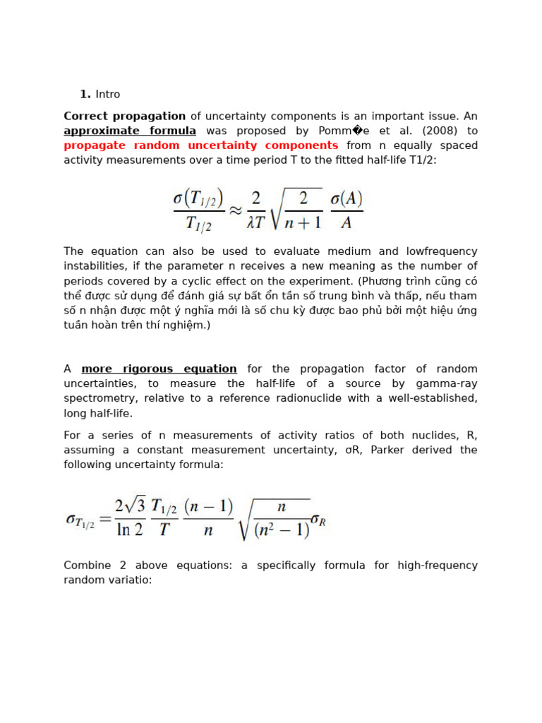 Correct Propagation Approximate Formula: Propagate Random Uncertainty ...