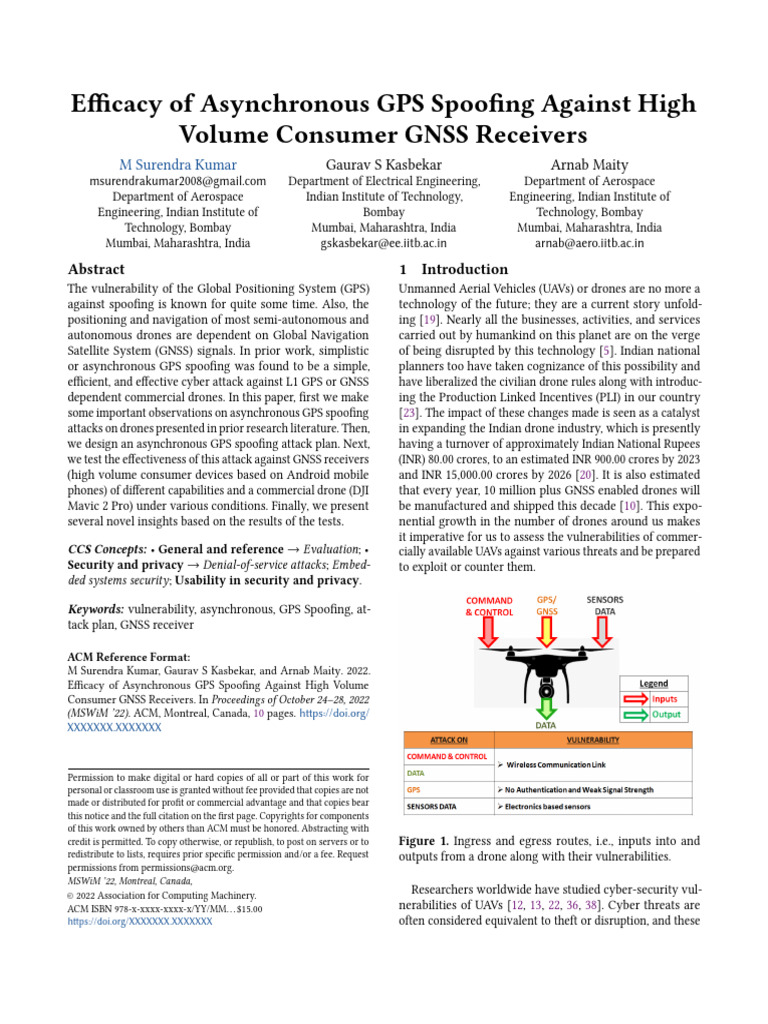 Efficacy of Asynchronous GPS Spoofing Against High | PDF | Global Positioning System | Software ...