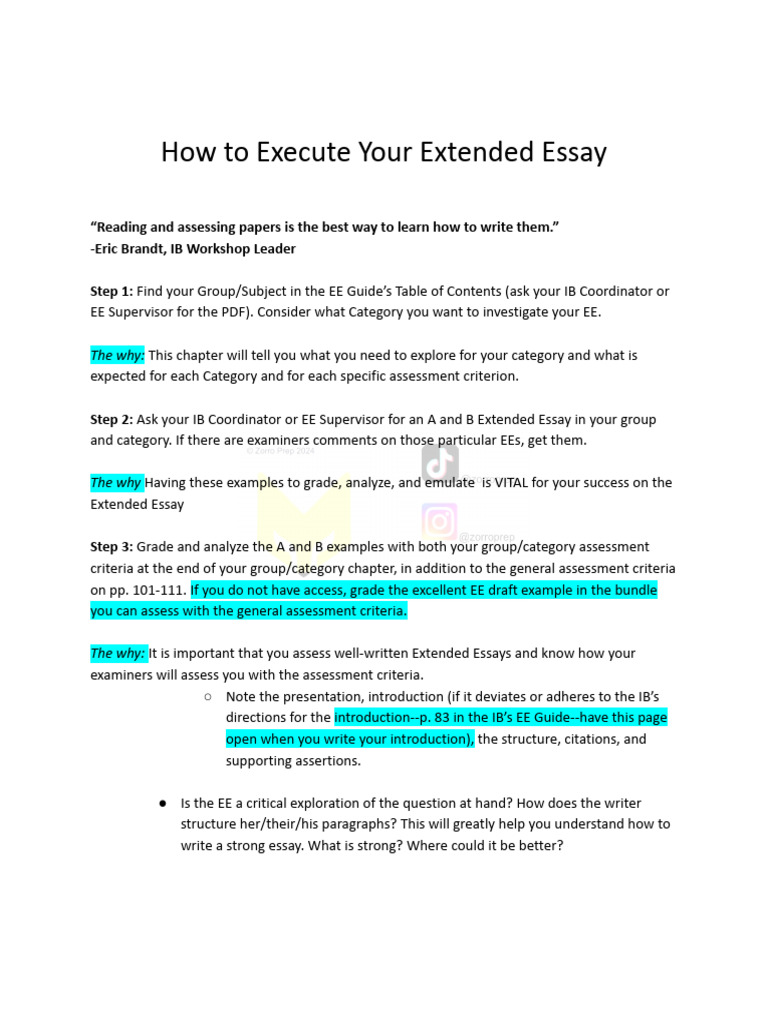 General Directions To Own Your Extended Essay | PDF