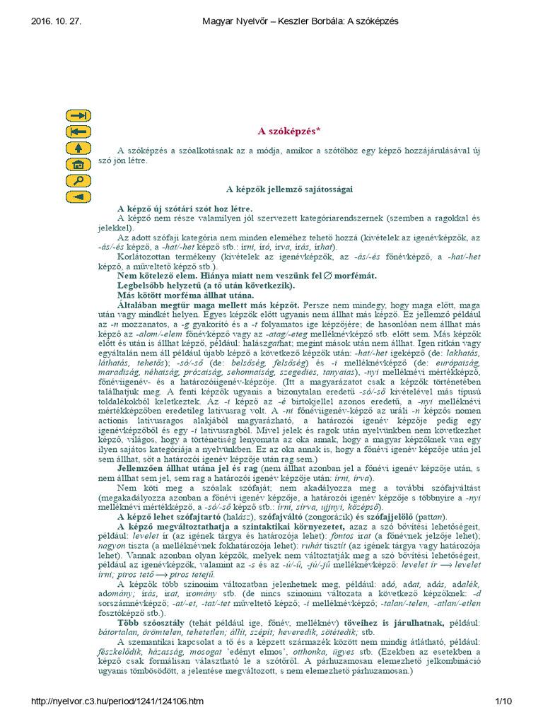 Magyar Nyelvőr - Keszler Borbála - A Szóképzés | PDF