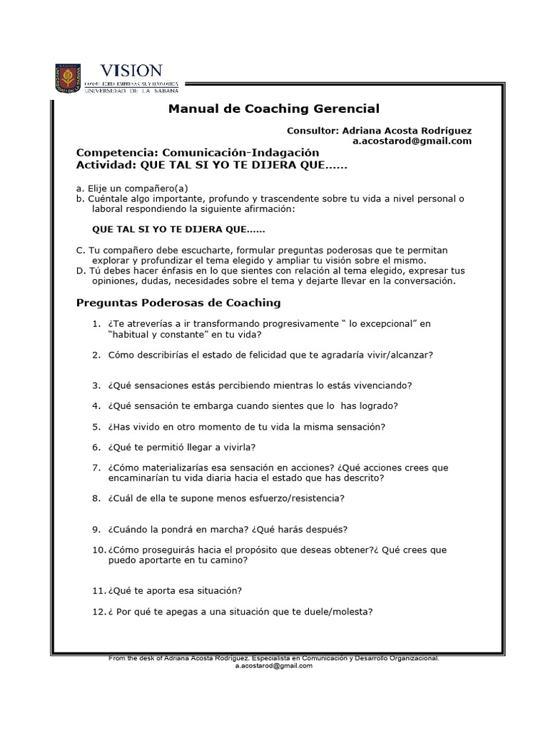 Preguntas Poderosas de Coaching | PDF
