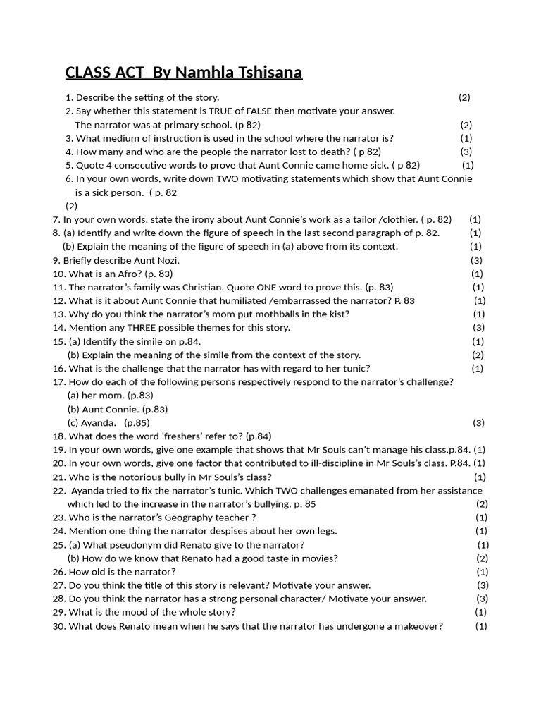 CLASS ACT by Namhla Tshisana | PDF