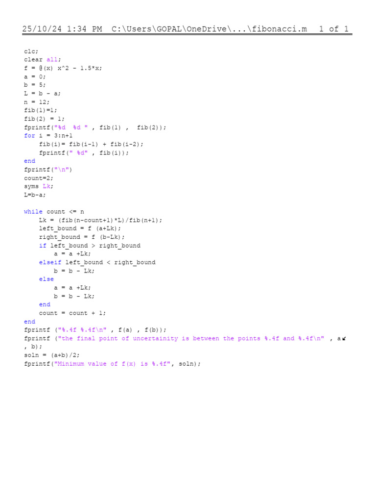Fibonacci Script | PDF