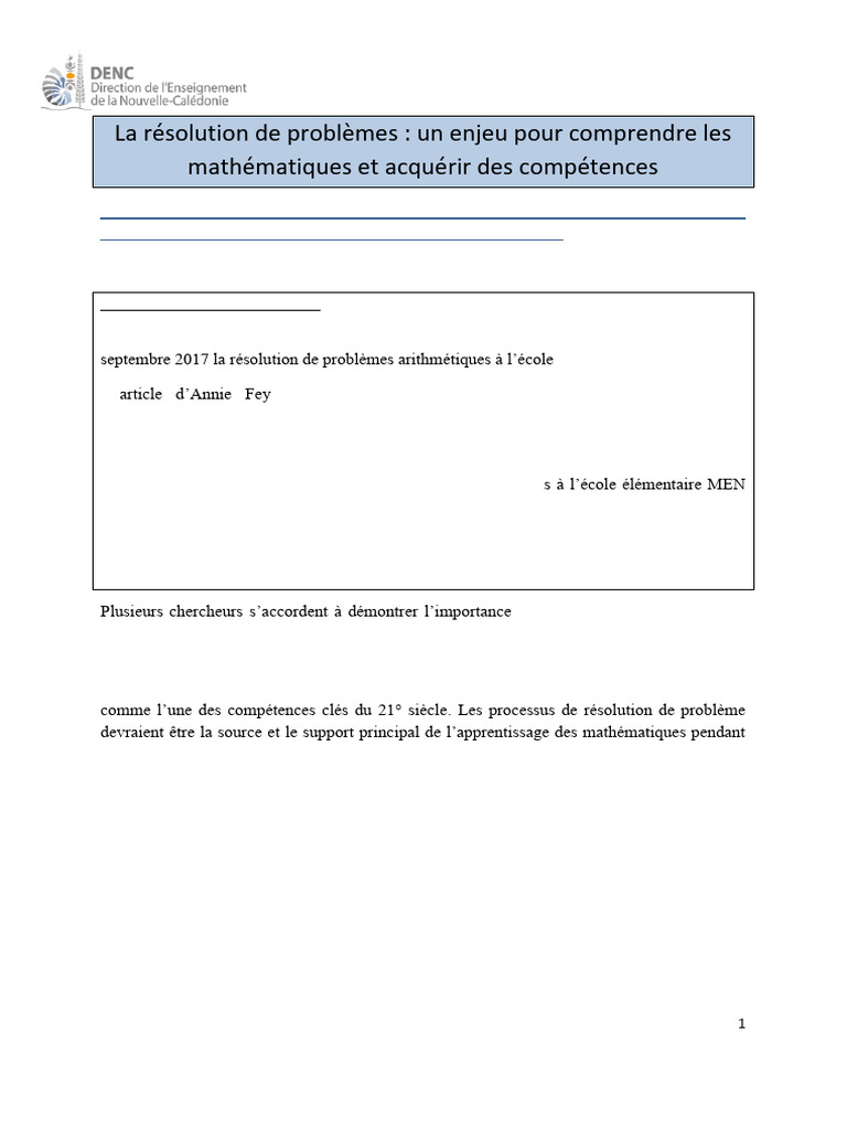 Maths - La Resolution de Problemes | PDF | Division | Mathématiques