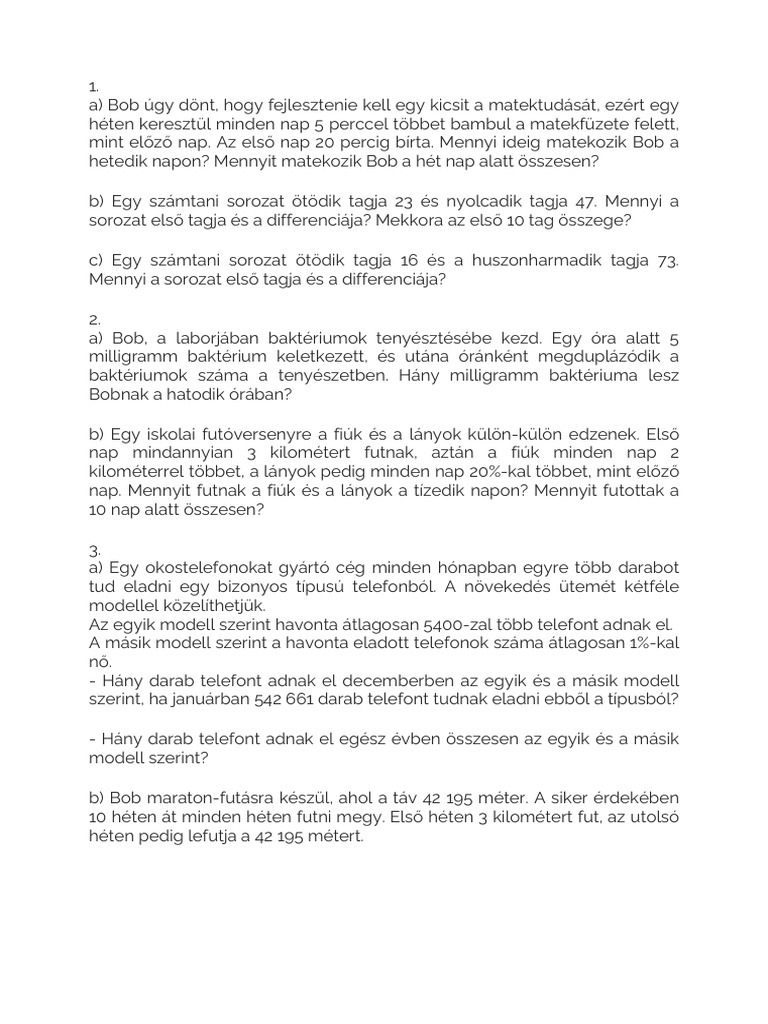 Sorozatok Matek Érettségi Feladatok | PDF