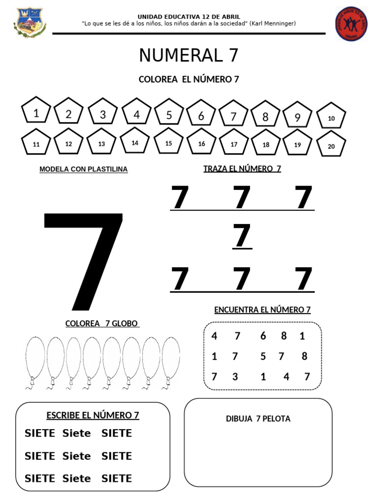 Actividades con el número 7 | PDF
