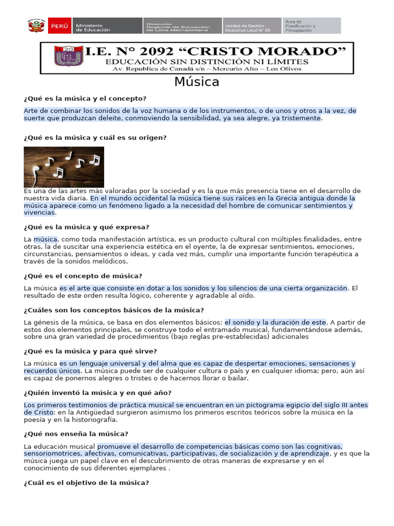 FICHA DE APREN Música | PDF | Ritmo | Melodía