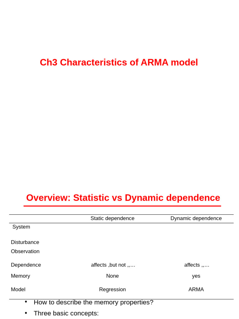 Ch3 - Characteristics of ARMA Model | PDF | Autoregressive Model | Function (Mathematics)