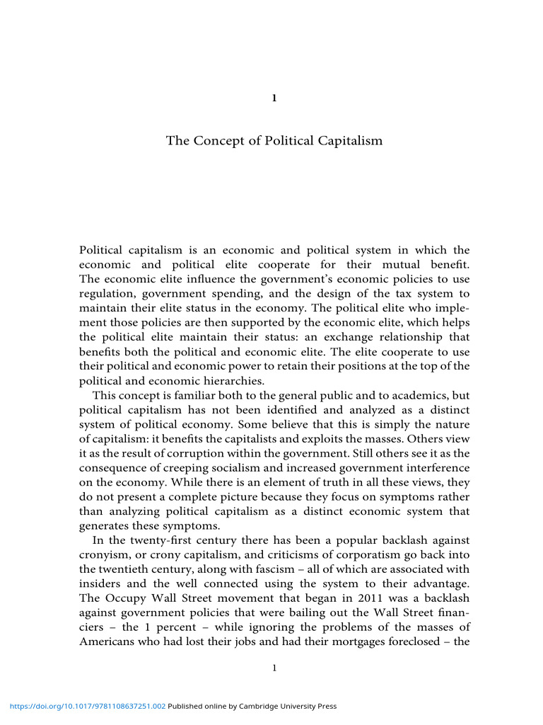 Concept of Political Capitalism | PDF | Public Choice | Economics