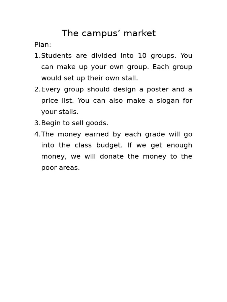 The Campus' Market | PDF | Career & Growth | Lifestyle