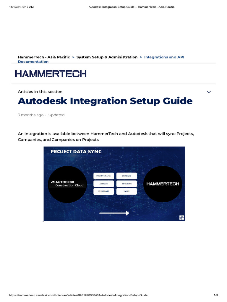 Autodesk Integration Setup Guide – HammerTech - Asia Pacific | PDF ...