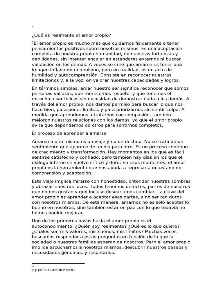 Claves del amor propio y su importancia | PDF | Autoestima | Amor