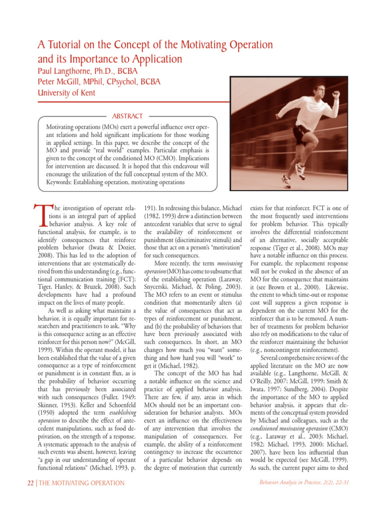 Understanding Motivating Operations in ABA | PDF | Reinforcement ...