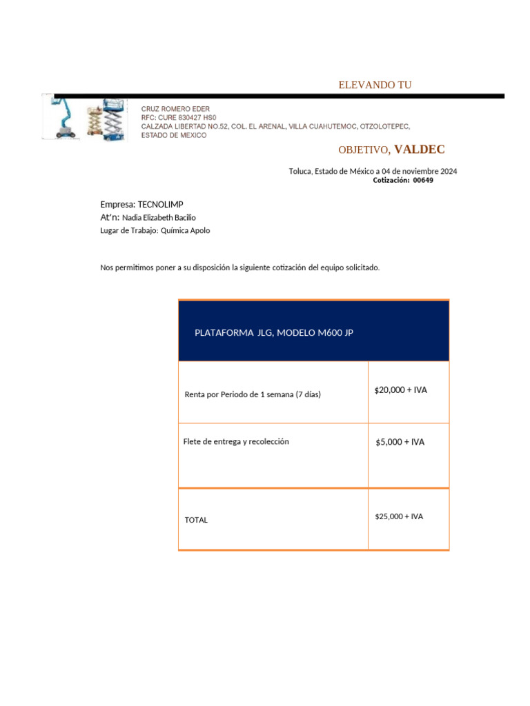 Valdec: Empresa: TECNOLIMP | PDF