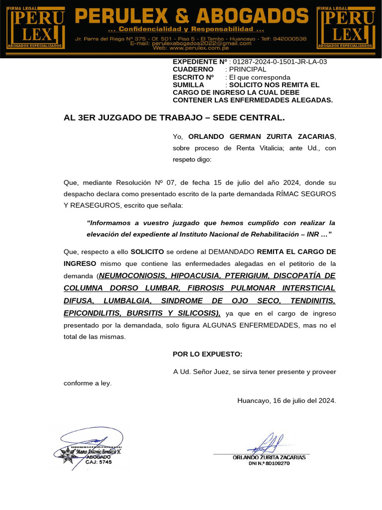 Solicito Remita Cargo | PDF | Derecho