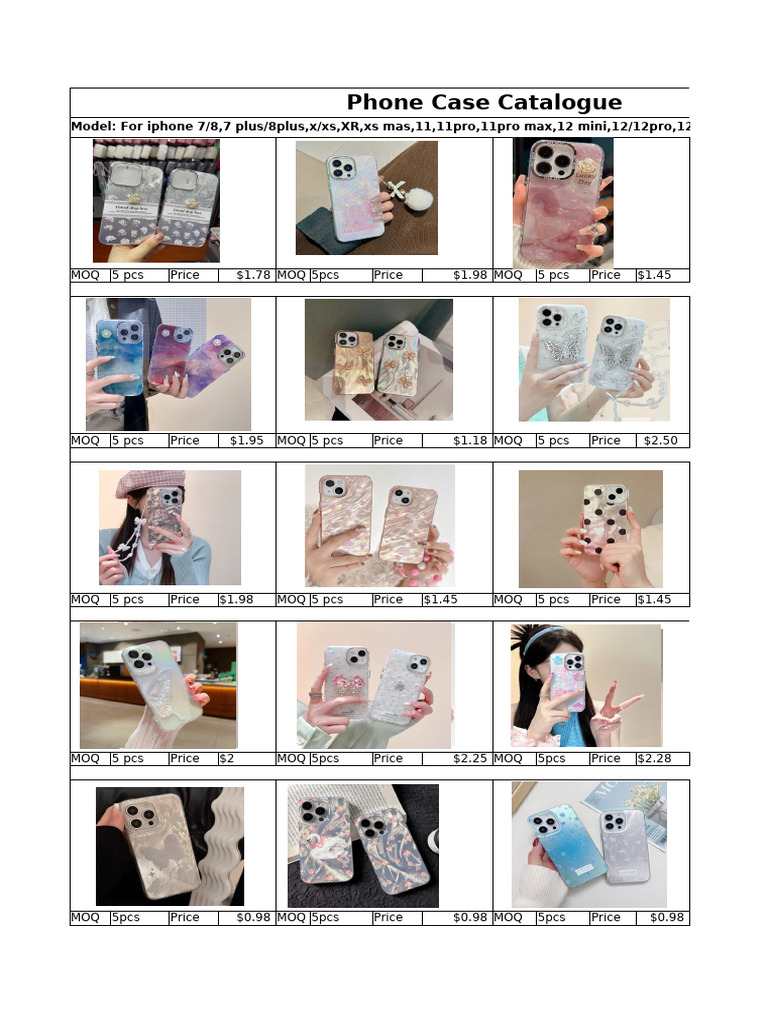 Phone Case Catalogue: Model: For Iphone 7/8,7 Plus/8plus, X/XS, XR, Xs ...