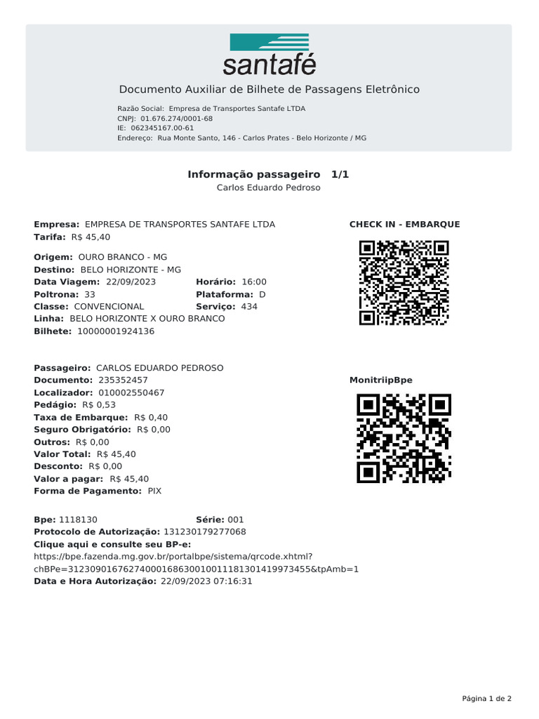 Cartão Embarque - IDA - 20230922071634 | PDF