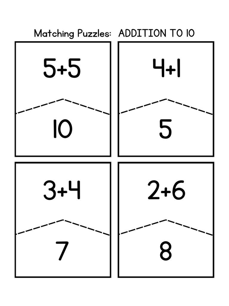 Addition Puzzles Worksheet in Black and White Simple Style - 20241006 ...