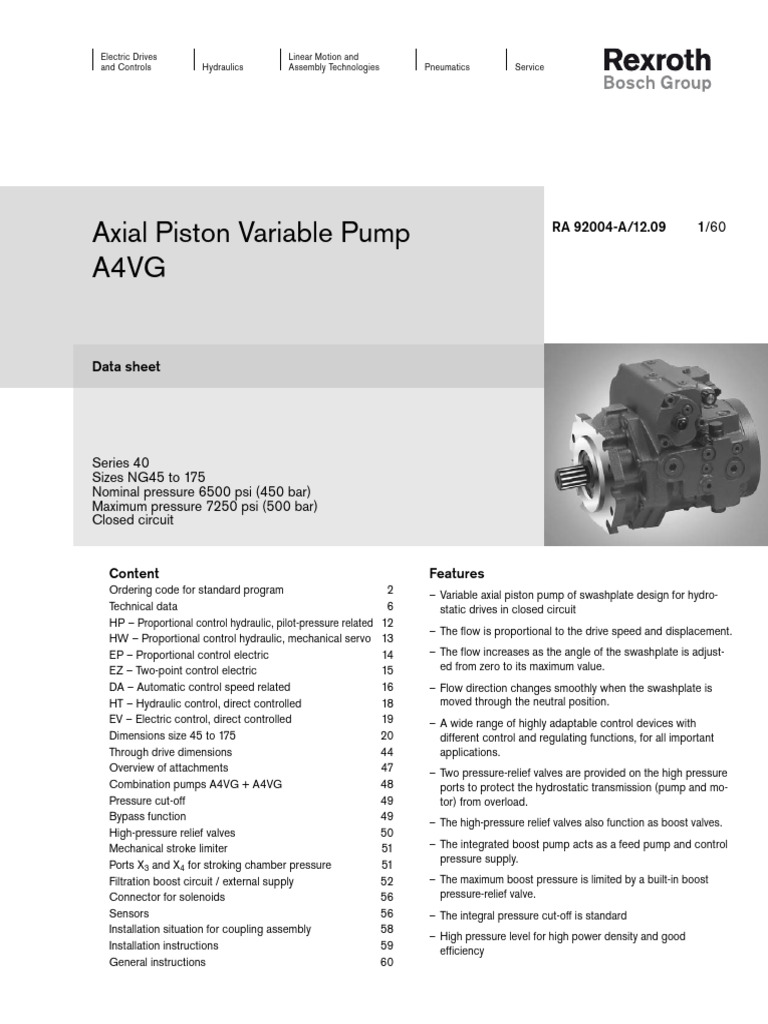 Data Sheet A4VG | PDF | Mechanical Engineering | Chemical Engineering