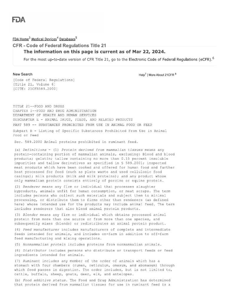 CFR - Code of Federal Regulations Title 21 | PDF