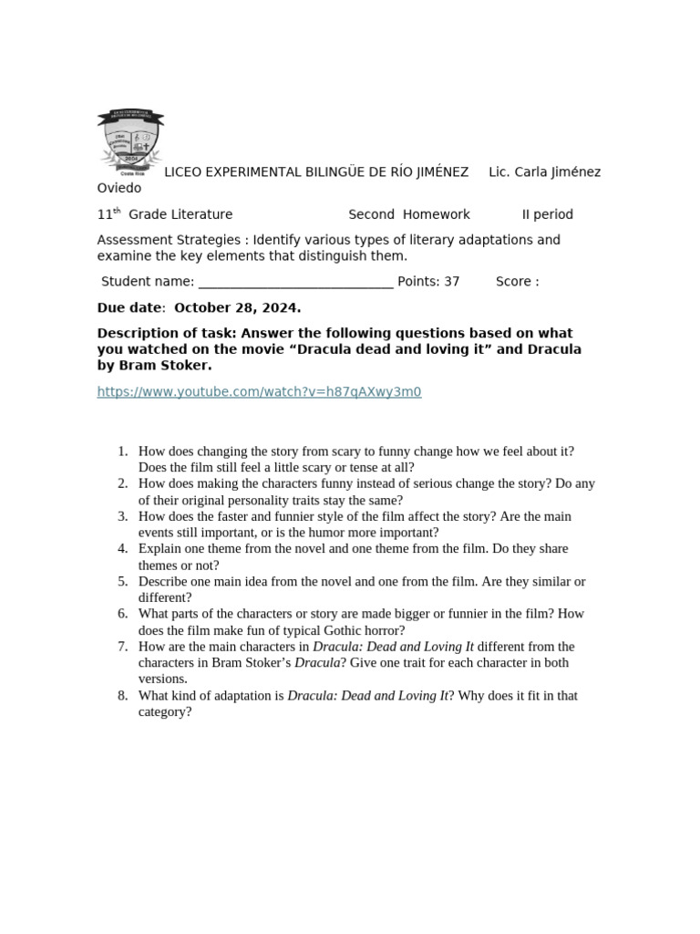 Homework 10 Dracula Improved | PDF