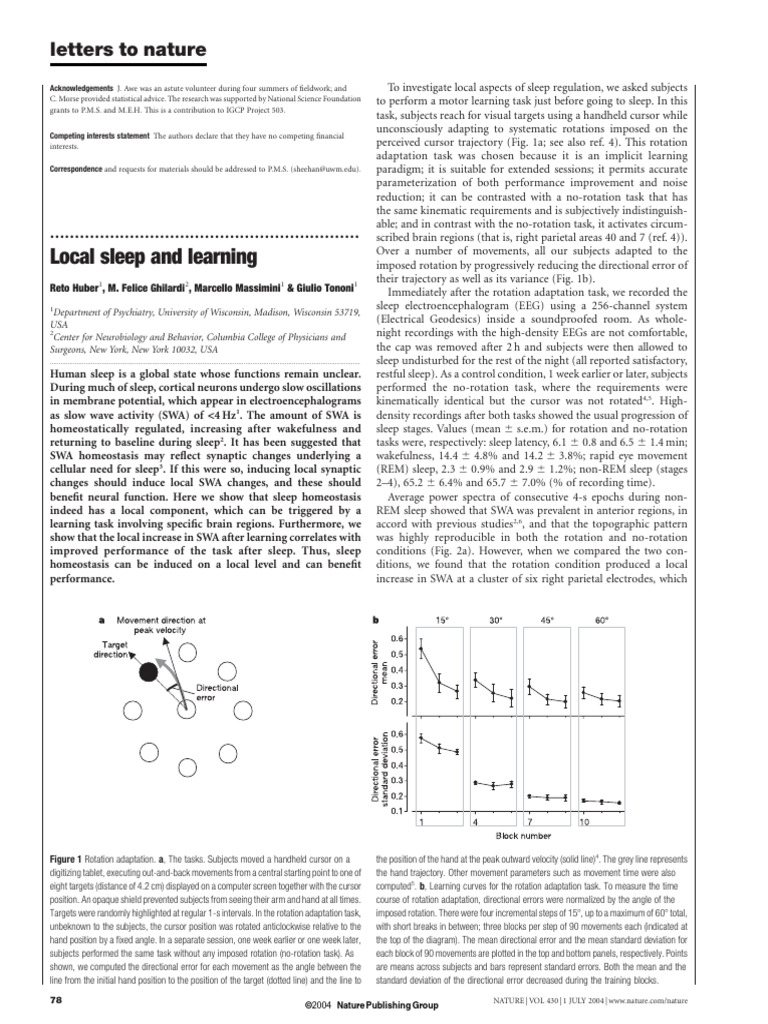 Local Sleep and Learning | PDF | Electroencephalography | Sleep