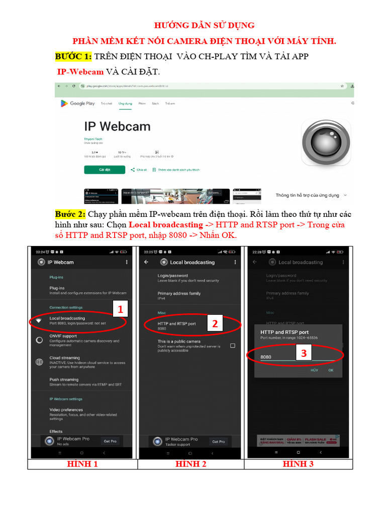 Huong Dan PHAN MEM Ket Noi Camera Dien Thoai Voi MAY TINH | PDF