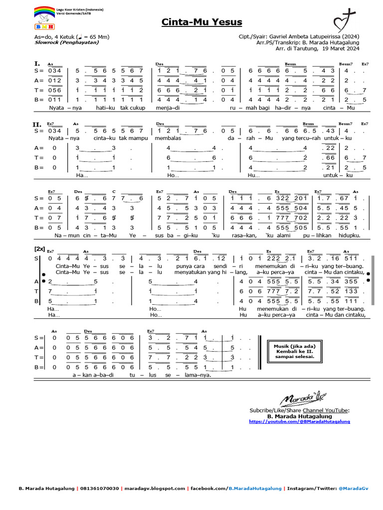 Lagu Koor Kristen: Cinta-Mu Yesus | PDF