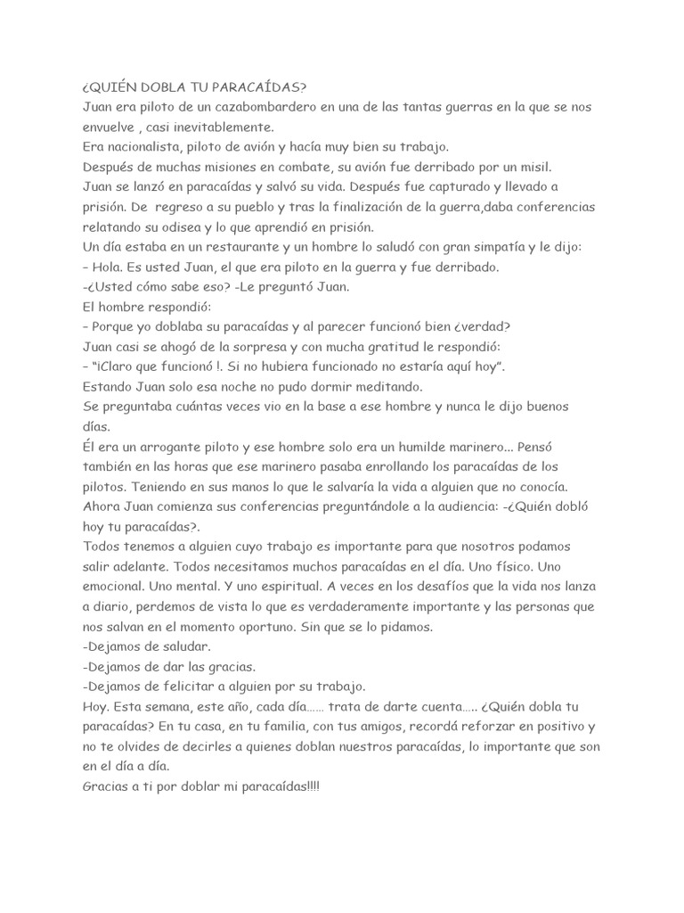 Quien Dobla Tu Paracaídas | PDF
