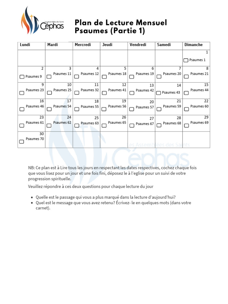 Plan de Lecture | PDF