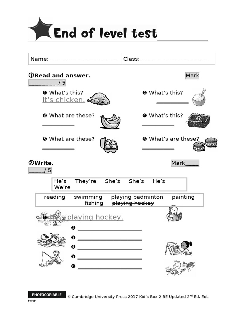 KB Be Level 2 End of Level Test | PDF