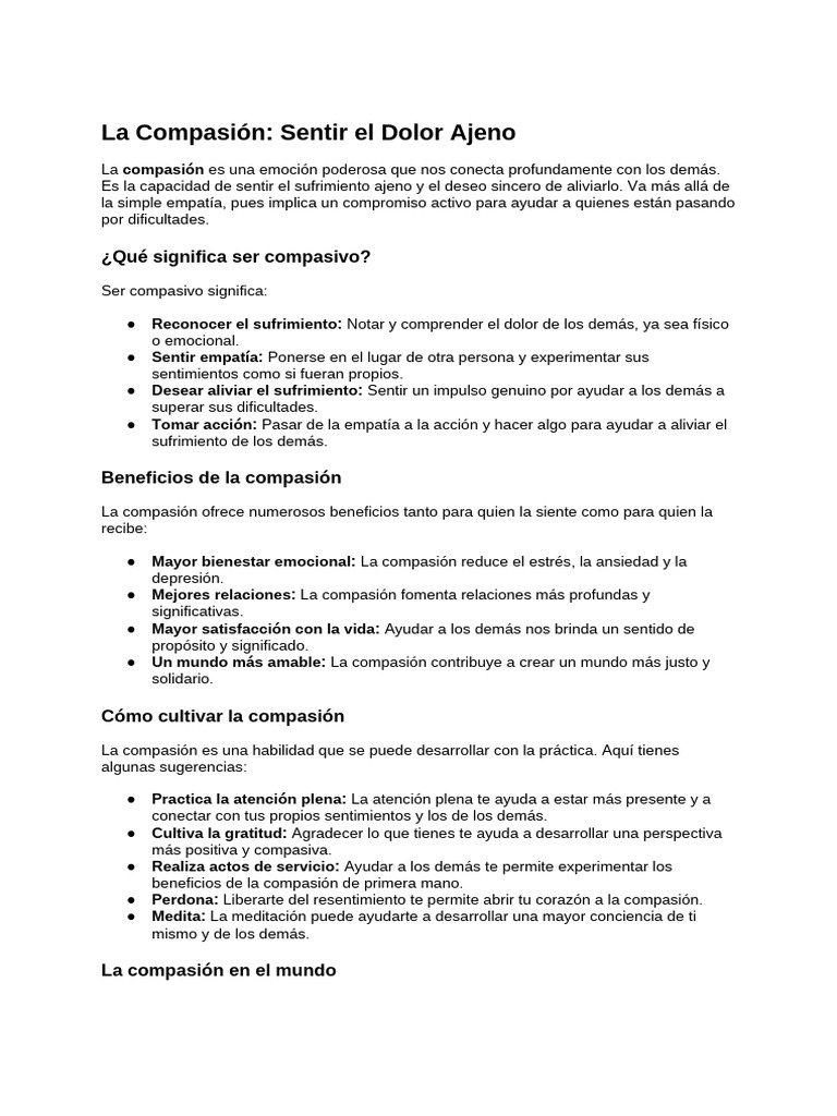 La Compasión - Sentir El Dolor Ajeno | PDF | Compasión | Sufrimiento