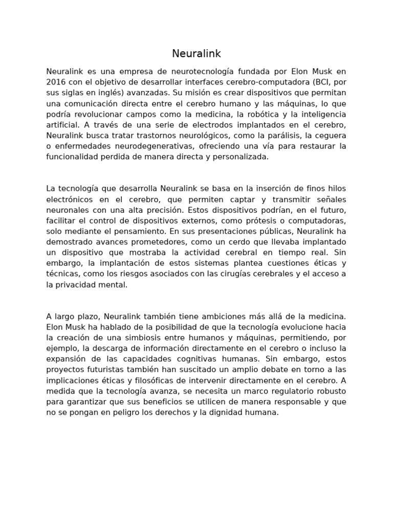 Neuralink | PDF | Computadoras | Tecnología e ingeniería