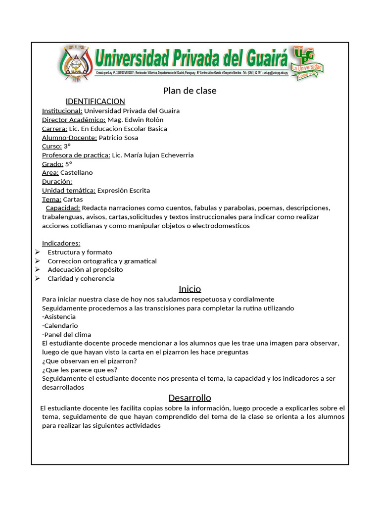 Plan de Clases E.E.B | PDF | Maestros | Aprendizaje