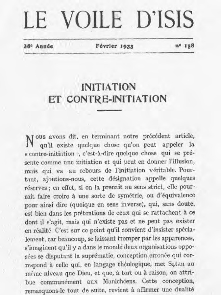 Initiation Et Contre-Initiation - Le Voile D'isis - Febrero 1933 | PDF