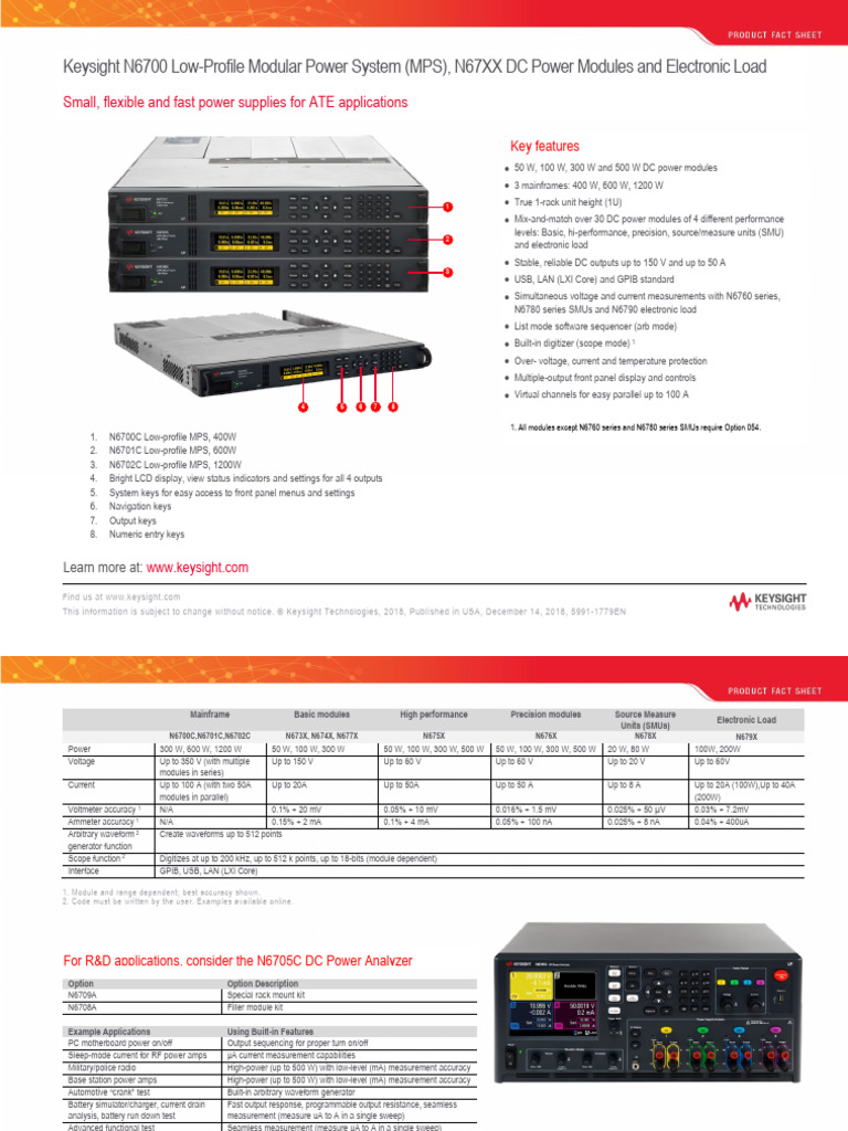 N6700 Low-Profile Modular Power System (MPS) and N67XX DC Power Modules ...