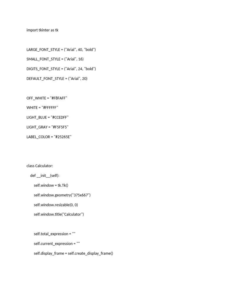 Tkinter Calculator Code Guide | PDF | Computer Programming | Software Engineering