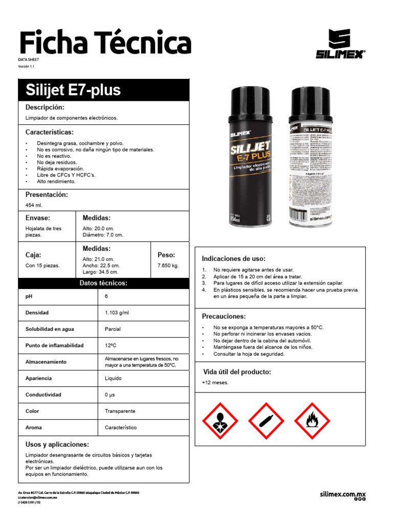 Silijet e 7 Plus FT | PDF | Materiales