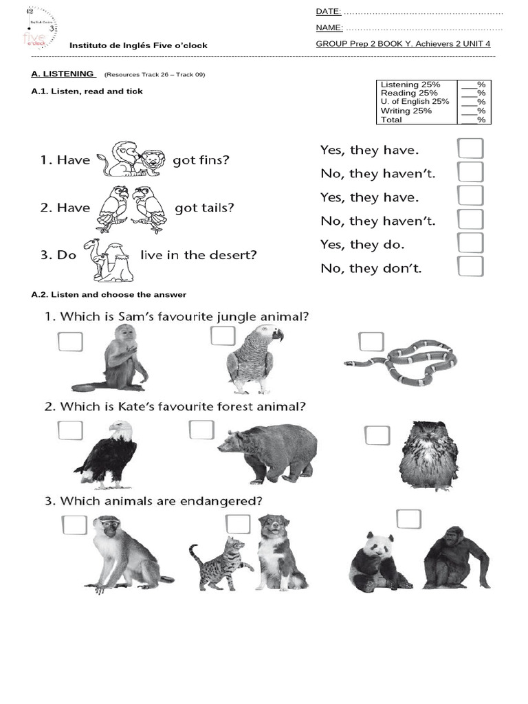 Prep 2 - Test U4 | PDF