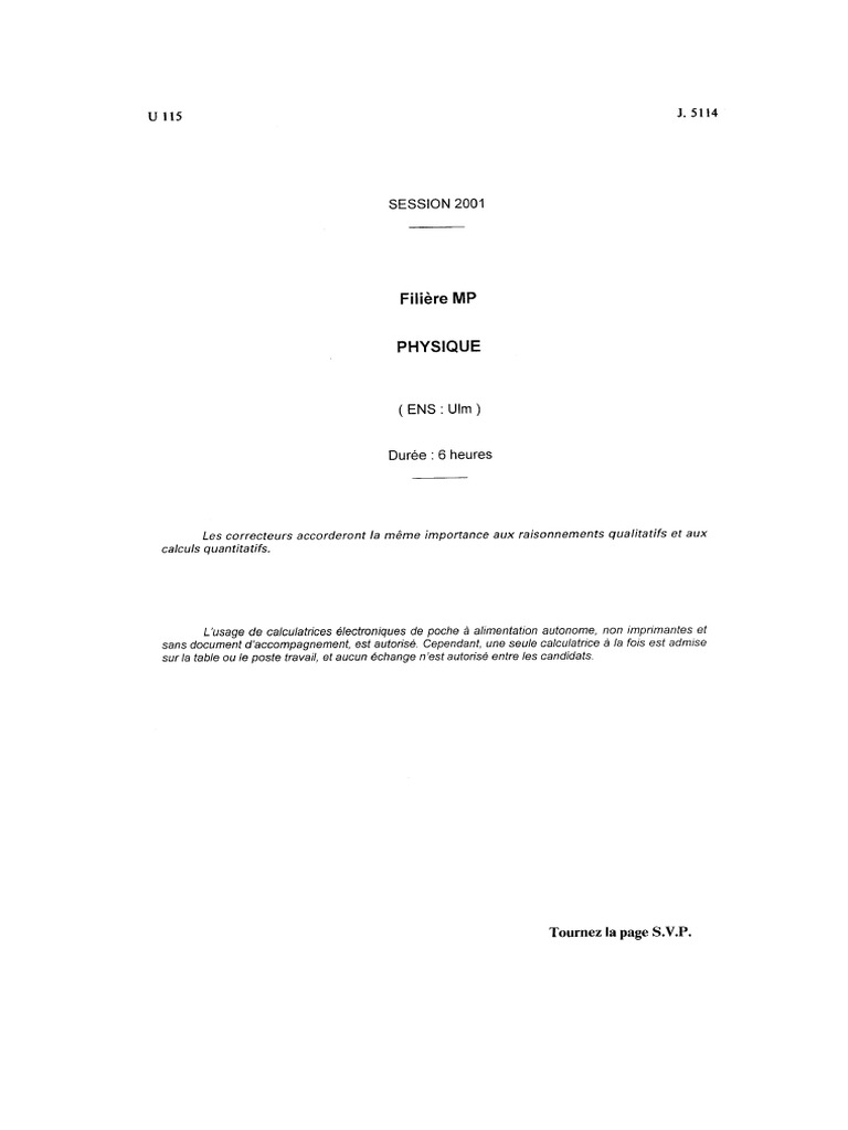 physique-1-ENS ULM-MP-2001 | PDF