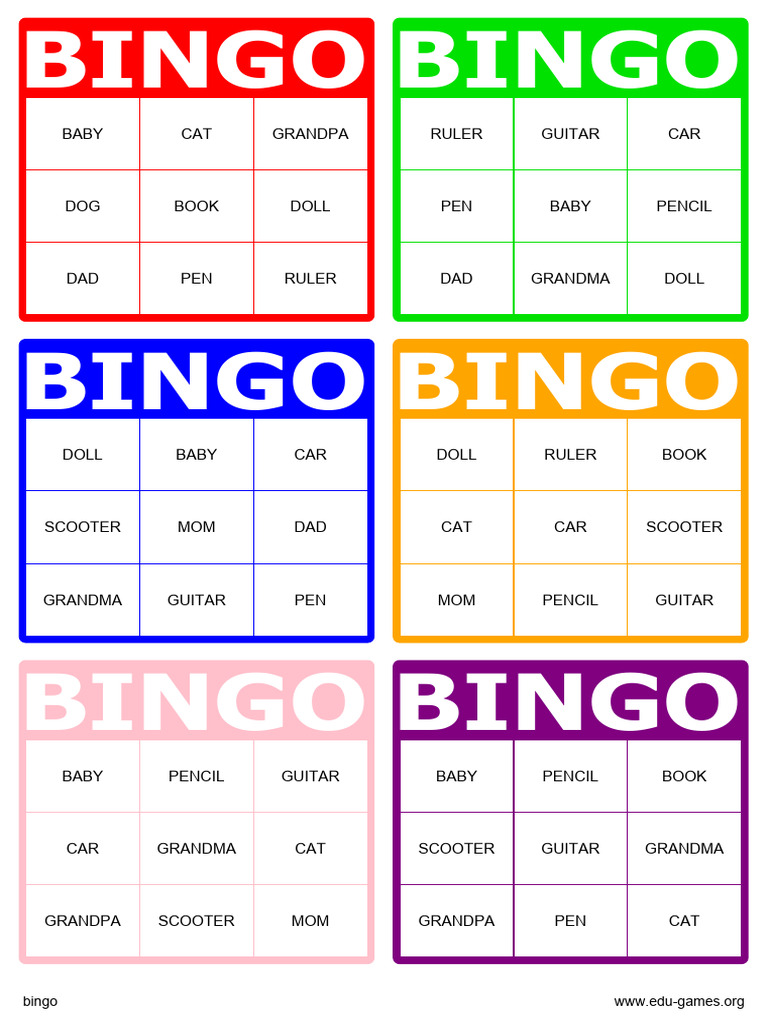 Bingo Call-Out Sheet for Kids | PDF | Games & Activities | Home & Garden