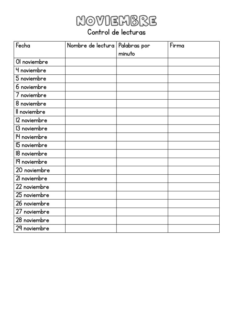 Registro de Lecturas Noviembre | PDF