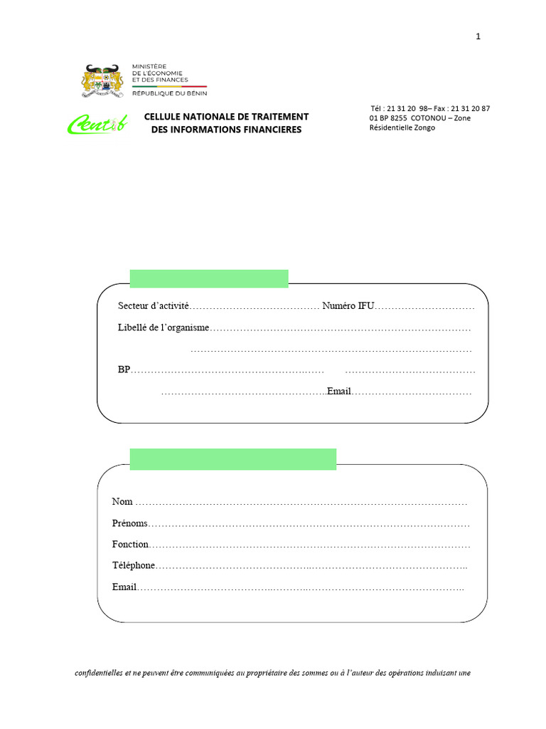 Nouvelle Fiche de Declaration de Soupcon Version 1 | PDF | Blanchiment ...